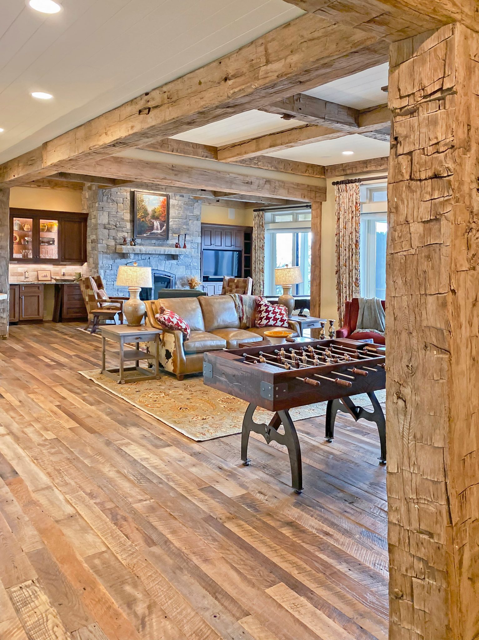 Antique Reclaimed Hand Hewn Beams + Reclaimed Original Face Oak ...
