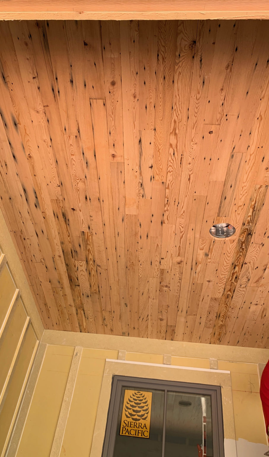 Antique Hemlock Smooth Face Ceiling Planking with Clear Poly Finish ...