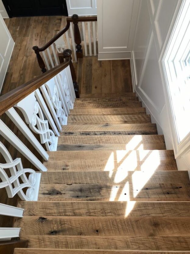 Original Face Skip Planed White Oak Stair Treads - Southend Reclaimed