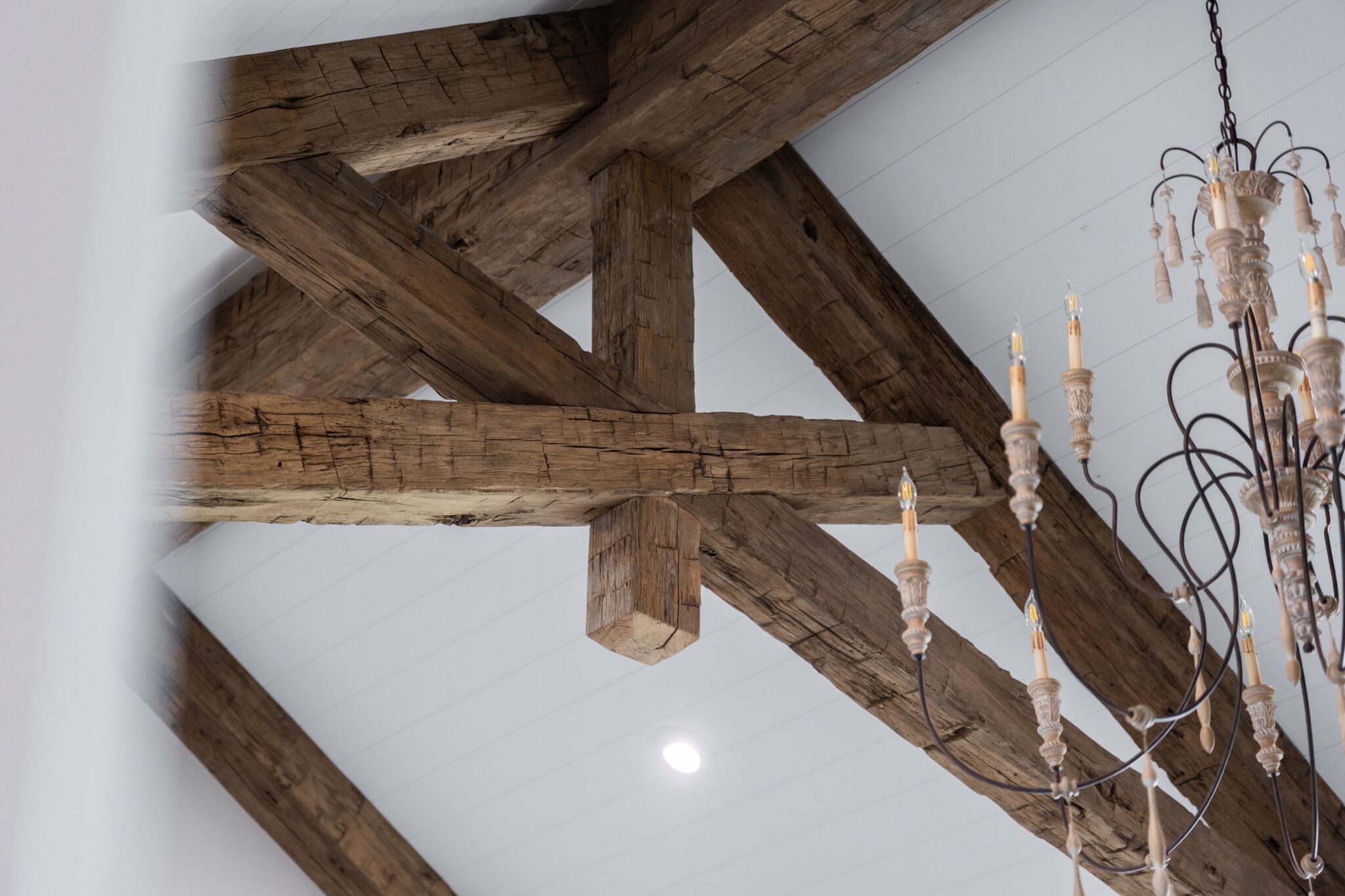 Antique Reclaimed Hand Hewn Box Beams and Solid Vertical Beam ...